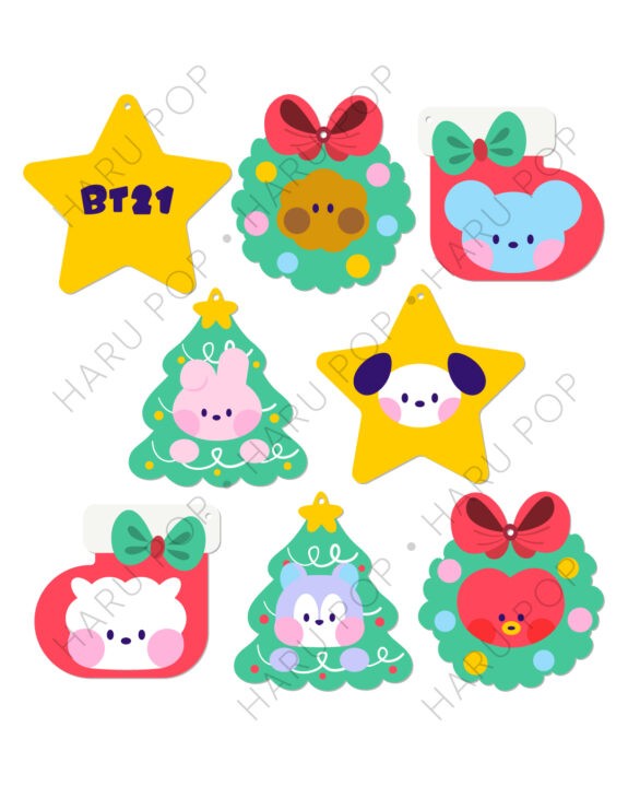 BT21 Tags de Navidad - Haru Pop